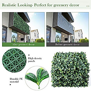 Giantex 12PCS 20x20inch Artificial Boxwood Panels Garden Privacy Fence Screen, 33.3 Sq.ft Faux Greenery Wall Privacy Hedge for Wedding Decor Fence Backdrop, Patio Topiary Hedge Protective Screen