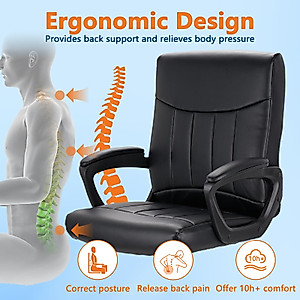 CLATINA Mid Back Leather Office Executive Chair with Lumbar Support and Padded Armrestes Swivel Adjustable Ergonomic Design for Home Computer Desk 4 Pack