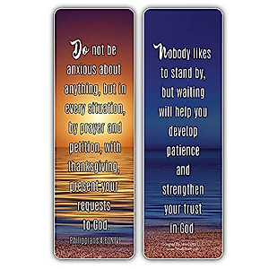 NewEights Famous Verses and Quotes on Patience Bookmarks (12-Pack) – Daily Motivational Card Set – Epic Collection Set Book Page Clippers – Cool Gifts for Men, Women – Bible Verses Sayings