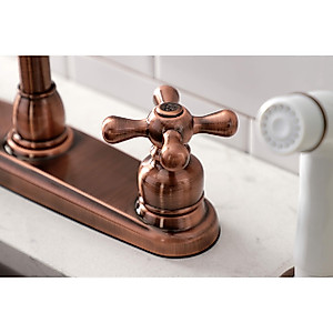 Kingston Brass KB716AX Victorian 8" Centerset Kitchen Faucet, Antique Copper