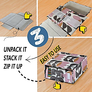 Foldable Bedding Organizer, Storage Bins for Bed Sheets, Duvet Covers and Pillowcases, Blankets, Clothes 2 pack(Queen or King) (retro flower)