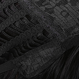 BlueSpace Wigs 28" Women Girls Long Curly Hair Heat Resistant Fiber With Free Wig Cap Halloween Party Cosplay Costume Anime Wigs,(black) 1 Pack