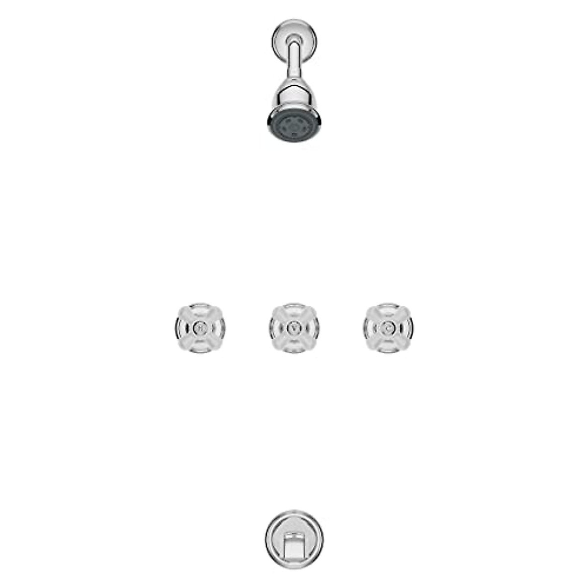 Pfister LG01-8CPC 3 Tub & Shower Faucet with Metal Cross Handles, Combo-Chrome/White Porcelain