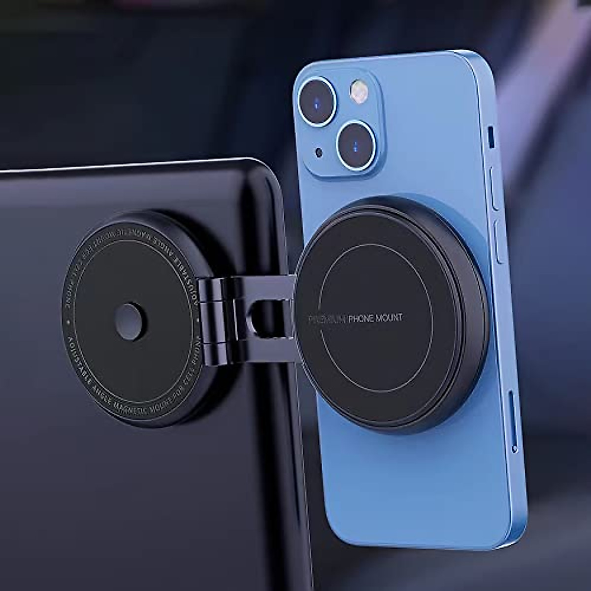 Faxiye Car Phone Holder for Tesla Model 3/Y/S/X , Adjustable Folding Strong Magnetic Car Phone Holder, Compatible with iPhone 12/13/14 Pro Max Mini and Official MagSafe Other Phones