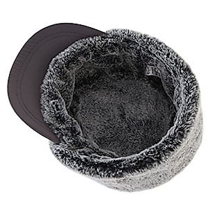 Connectyle Men's Winter Hats with Bill Earflaps Newsboy Hat Warm Ski Skull Cap Visor Sports Hat Grey