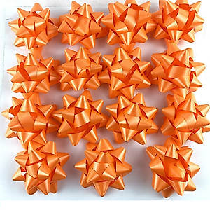 Worlds Orange Confetti Gift Bows Star Gift Bows for Christmas Gift Wrap Bows 3-3/4" Inch(15 Pack)