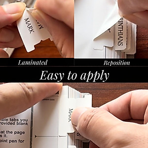 Thinkor Reposition Laminated Bible Tabs, Large Print Stickers, Easy to Read and Apply Bible Tabs for Women and Man (Cream White)