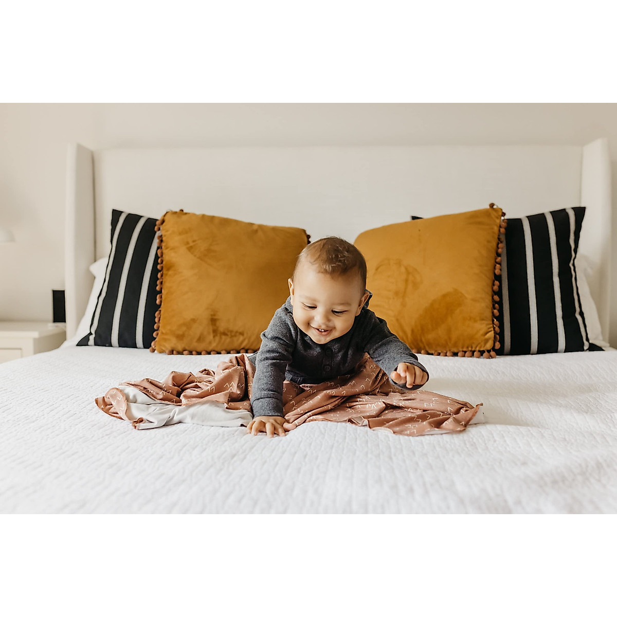 Large Premium Knit Baby Swaddle Receiving Blanket"Rocky" by Copper Pearl