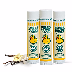 Rubber Ducky - SPF 44 Lip Balm - Moisturizing Vitamin E Sunscreen For Lips - All Season Broad Spectrum UV Protection - Waterproof 80 Minutes - NO-OX Protectant - Clear - Vanilla - 3 Pack