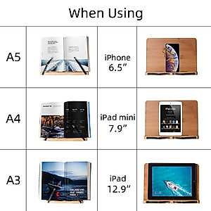 wishacc Book Stand with Clamp, Aluminum Alloy and Bamboo Material Build, Table Side Design, Height Adjustable, Desktop Reading Mount Holder with Sturdy Page Clips (11 x 8.1 Inches)