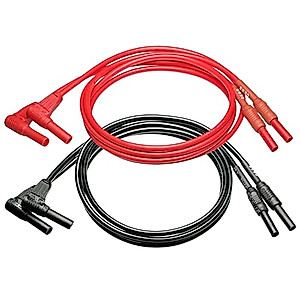CESS-222 Meter Test Lead Extension Right Angle Male to Female Connector 4mm Banana Plug to Jack Heavy Duty Silicone Wires Multimeter Leads Probes Adapter 12AWG, 2 Pairs, Black & Red, 3 Feet