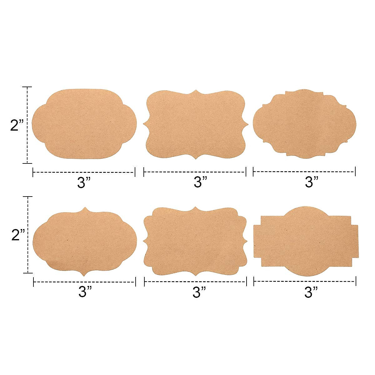 Cualfec Kraft Paper Tag Stickers Blank Labels for Christmas Package, Mason Jars, Bottles, Candle Containers 2" x 3" Large Labels - 100 x 2 Rolls