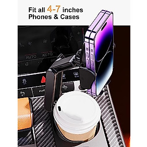 TAZENI Cup Holder Phone Mount for Car Bottle Friendly Cup Phone Holder for Car High Adjustable Cell Phone Cup Holder Expander for Car Easy Install & Sturdy & Durable Fit 4-7‘’ iPhone Android
