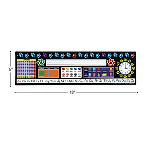 Really Good Stuff 24PK Paw Prints Self-Adhesive Deluxe Plastic Desktop Reference Nameplate with Letters, Numbers, Colors, 2-D and 3-D Shapes, 120 Grid, Left and Right, Base 10 and Time