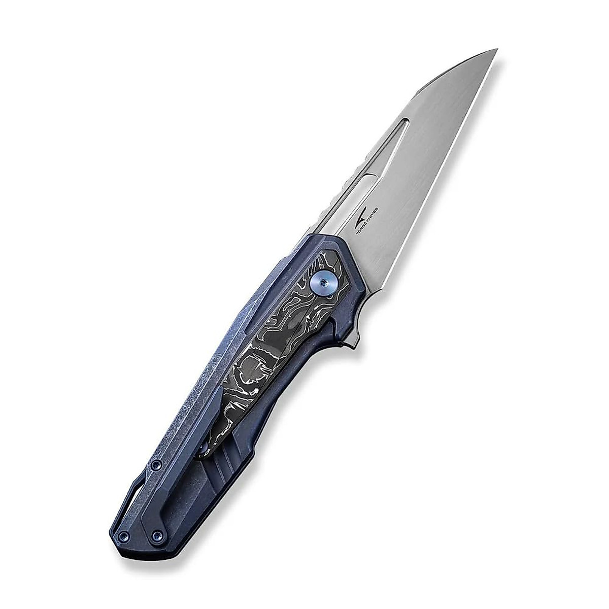 WE Maciej Torbé WE23012B-3 Blue Titanium Handle with Aluminum Foil Carbon Fiber Inlay