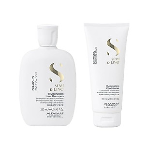 Alfaparf Milano Semi di Lino Diamond Illuminating Shampoo and Conditioner Set - Sulfate Free Shampoo and Conditioner for Color Treated Hair - Adds Brilliant Shine and Softness