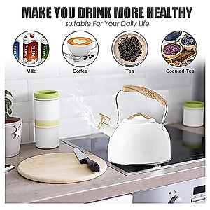 3L Whistling Tea Kettle Stainless Steel Teapot,Stainless Steel Cool Handle Tea Pot - Also for Gas Hob or Induction Heater▂20 * 23.5cm/7.78"*9.25"