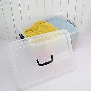 Ortodayes 18 Liter Clear Plastic Box with Lid, 4-pack Clear Storage Bins