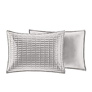 Comfort Spaces Kienna Quilt Set-Luxury Double Sided Stitching Design Summer Blanket, Lightweight, Soft, All Season Bedding Layer, Matching Sham, Gray, Coverlet Full/Queen(90"x90") 3 Piece