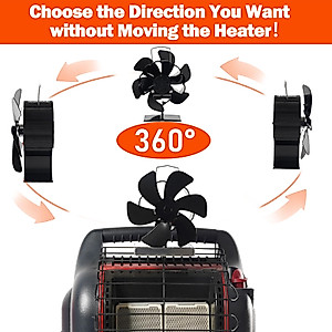 JossaColar Wood Stove Fan for Buddy Heater, Heat Powered Fireplace Fan Thermoelectric Thermal Fan Eco Fans with Bracket Fixed on Propane Space Heater/Mr. heater, Camping Outdoor/Indoor Use