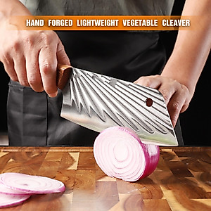 TJ POP Meat Cleaver 7 Inches, Ultra Sharp Chinese Cleaver Knife, Full-tang Chopping Knife 30Cr13 Steel Blade Thickness 2.2 mm, Classic Manual Forging Series HP01005