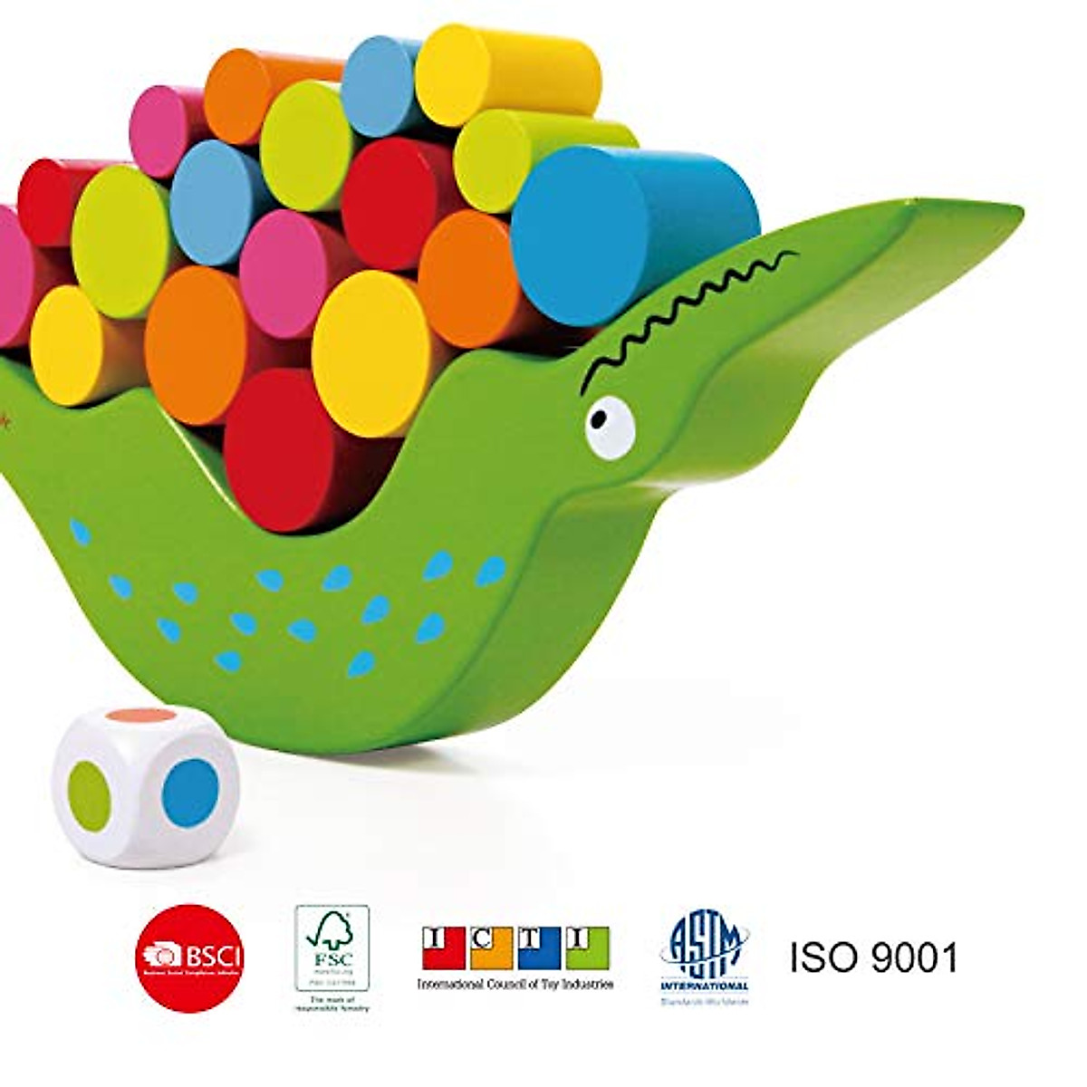 Classic World Wooden Stacking Blocks Balancing Game Crocodile Math Game Wooden Stacking Blocks and Sorting Toy Educational Toys for Preschool Kids