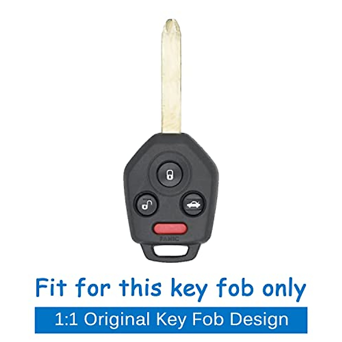 waymei Silicone Key Fob Cover Remote Keyless Case Protector Compatible with 2008-2019 Subaru Crosstrek Forester Impreza Legacy Outback Tribeca WRX STI XV Crosstrek (4 Buttons Black with Red)