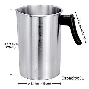 AGLARY Candle Making Pouring Pot, Double Boiler Aluminum Candle Wax Melting Pitcher，Holds for 4 Pounds Wax，with Heat-Resistant Handle and Dripless Pouring Spout,Wax melt containers，3L