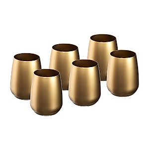Barski Tumbler Glass - Double Old Fashioned - Set of 6 Glasses - Gold DOF Rock tumblers - Stemless Crystal Glass For Whiskey - Bourbon - Beverage - Drinking Glasses - 13 oz. - Made in Europe