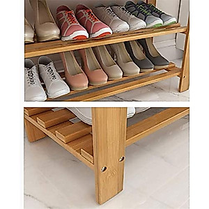 llibnn Bamboo Shoe Storage Bench Space Saving 2-Tier Standing Shoe Shelf Organiser Stand for Boots High Heels Sneakers