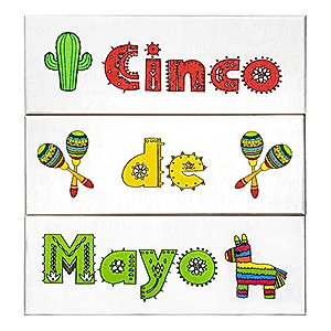 JennyGems Cinco De Mayo Wooden Signs Set, Decor for Cinco De Mayo, Tiered Tray Sign for Cinco De Mayo, Made in USA
