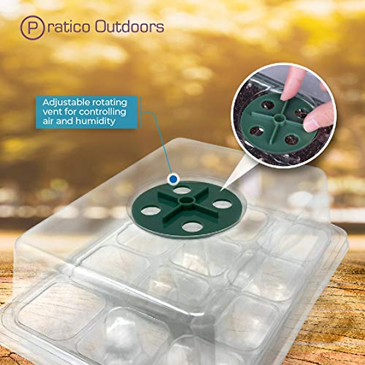 Pratico Outdoors 12 Cell Plastic Seed Starter Tray Kit, Clear, 5 Pack