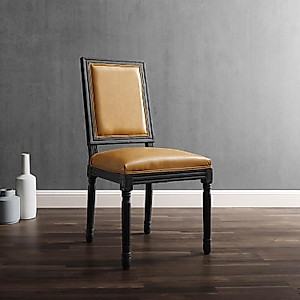 Modway Court French Vintage Vegan Leather Dining Chair in Black Tan