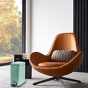 M-Aimee 1.3 Gallon Slim Small Trash Can with Lid Soft Close, Stainless Steel Garbage Can for Bathroom Bedroom Office, Rectangular Step Trash Bin with Removable Inner Waste Basket (Green)