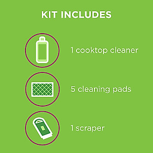 Affresh Cooktop Cleaning Kit, Safe for Glass & Ceramic Cooktops, Includes 5 oz cleaner, 5 pads, 1 scraper