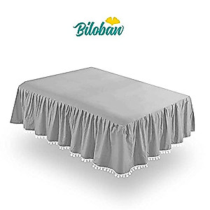 SPRINGSPIRIT Crib Skirt with Lovely Pompoms & Diaper Organizer Hanging Diaper Stacker Light Grey