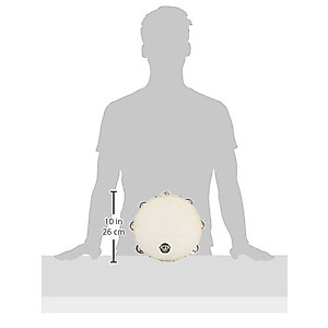 CP380 10" Wood Tambourine, Headed, Double Row Jingles