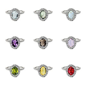 CaratYogi Natural-Amethyst 925 Sterling Silver Halo Design Ring Oval-Cut Wedding Engagement Ring Handmade Fashion Jewelry for Women Available in Size 8