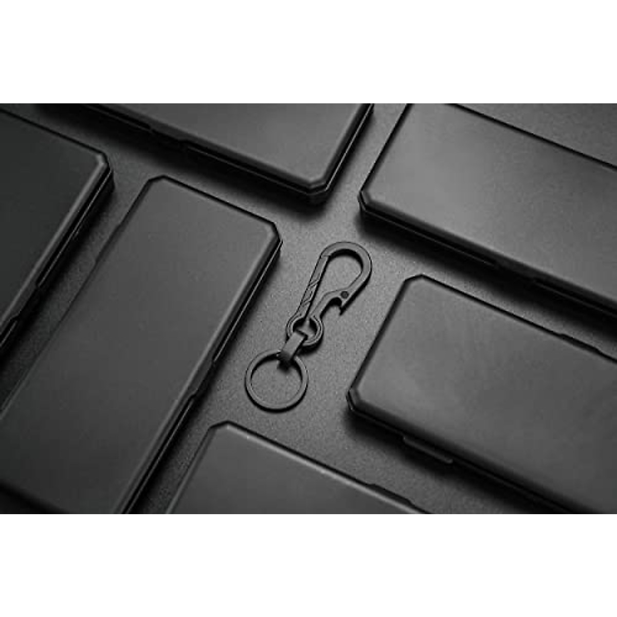 KeyUnity KM01 Titanium EDC Keychain Clip with Bottle Opener, Quick Release Carabiner Key Ring Holder for Men (PVD Black)