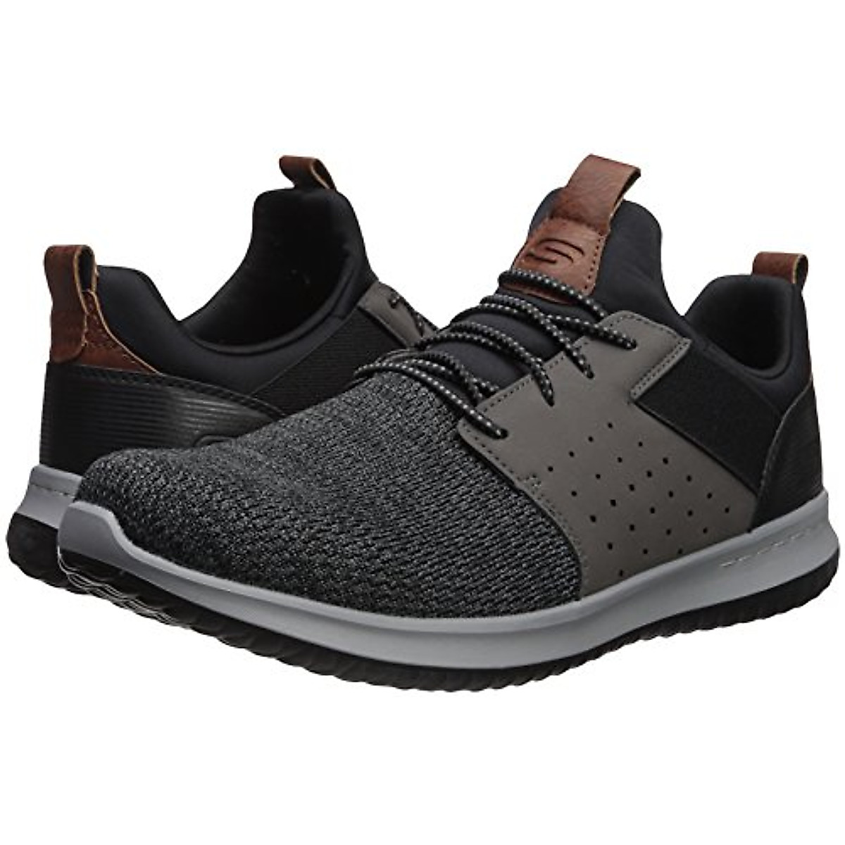 Skechers Men's Classic Fit-Delson-Camden Sneaker, Black/Grey, 11.5 Wide US