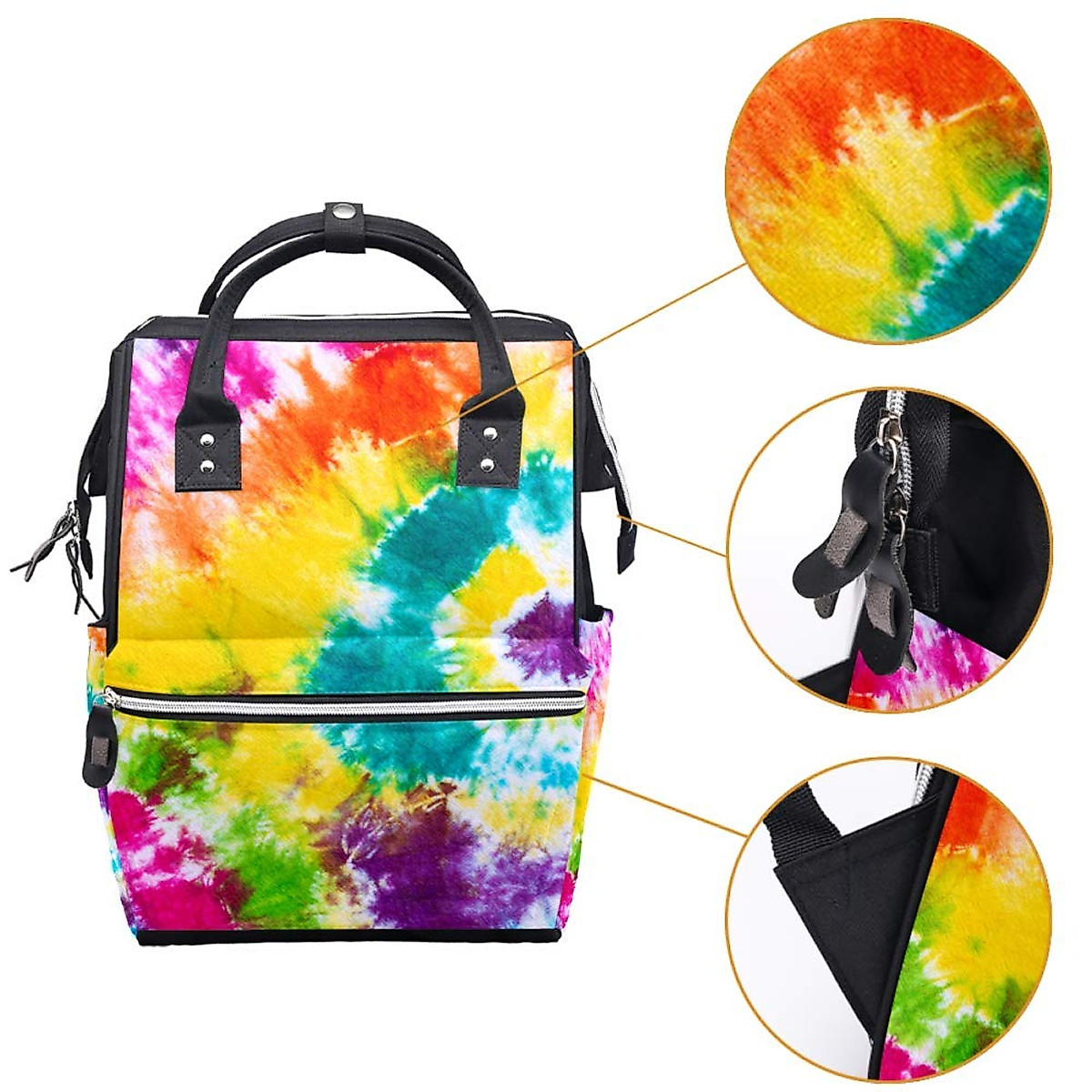 Shiiny Colorful Tie Dye Pattern Diaper Bag Backpack for Baby Care, Multi Function Waterproof and Cooler Tote Travel Backpack (Nappy Bag, Tissue Pocket)
