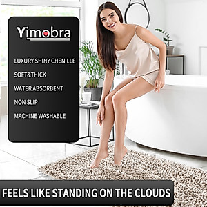 Yimobra Toilet Rugs U Shaped, Luxury Chenille Extra Thick U-Shaped Toilet Rug, Non-Slip Contour Mat for Bathroom Floor, Fluffy Soft, Absorbent Water, Machine Washable, 24.4 x 20.4 Inch, Khaki