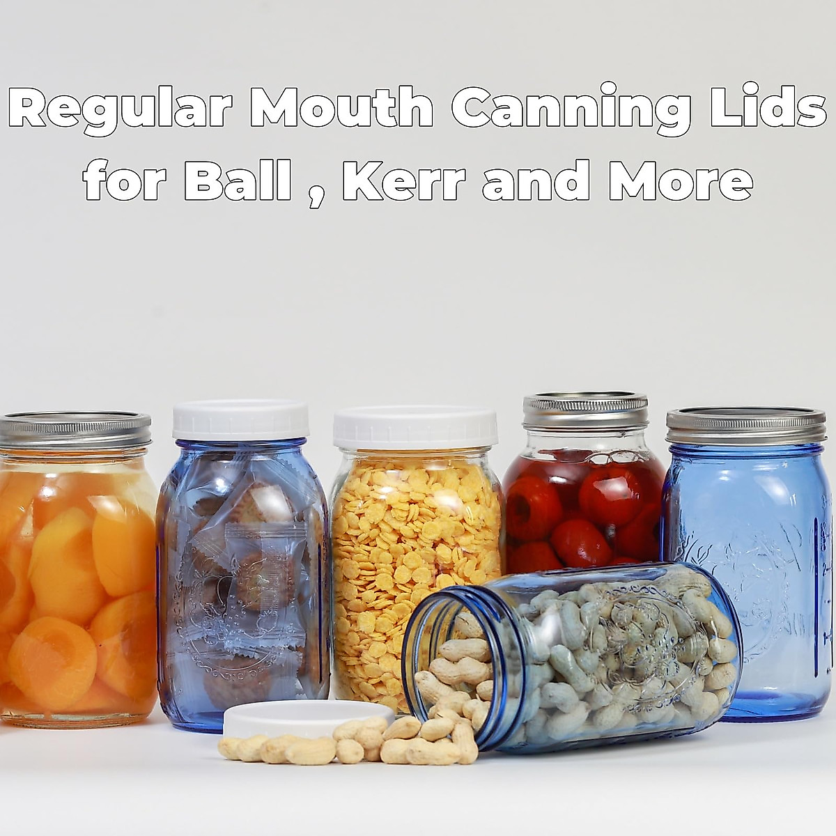 Jumterlee 46Pcs Canning Lids with Rings Regular Mouth, 10 Rings & 36 Lids, Premium Regular Mouth Mason Jar Lids with Bands/Rings Fit Ball, Kerr and More, Food Grade Material