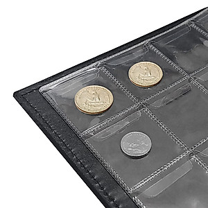 200 Pockets Coin Album Coin Collecting Holder Album Collecting Book for Coin Penny Stamp Stickers Currency Badges and Other Collection Storage Supplies (Black)