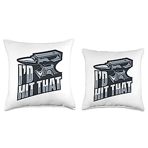 Forging Tools Equipment Kit Gifts For Beginners I'd Hit That Hobby Legend Forging Anvil Blacksmith Throw Pillow, 18x18, Multicolor
