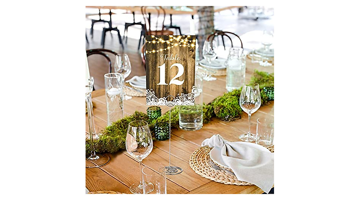 Rustic Table Number Signs 1-12 for Weddings & Events