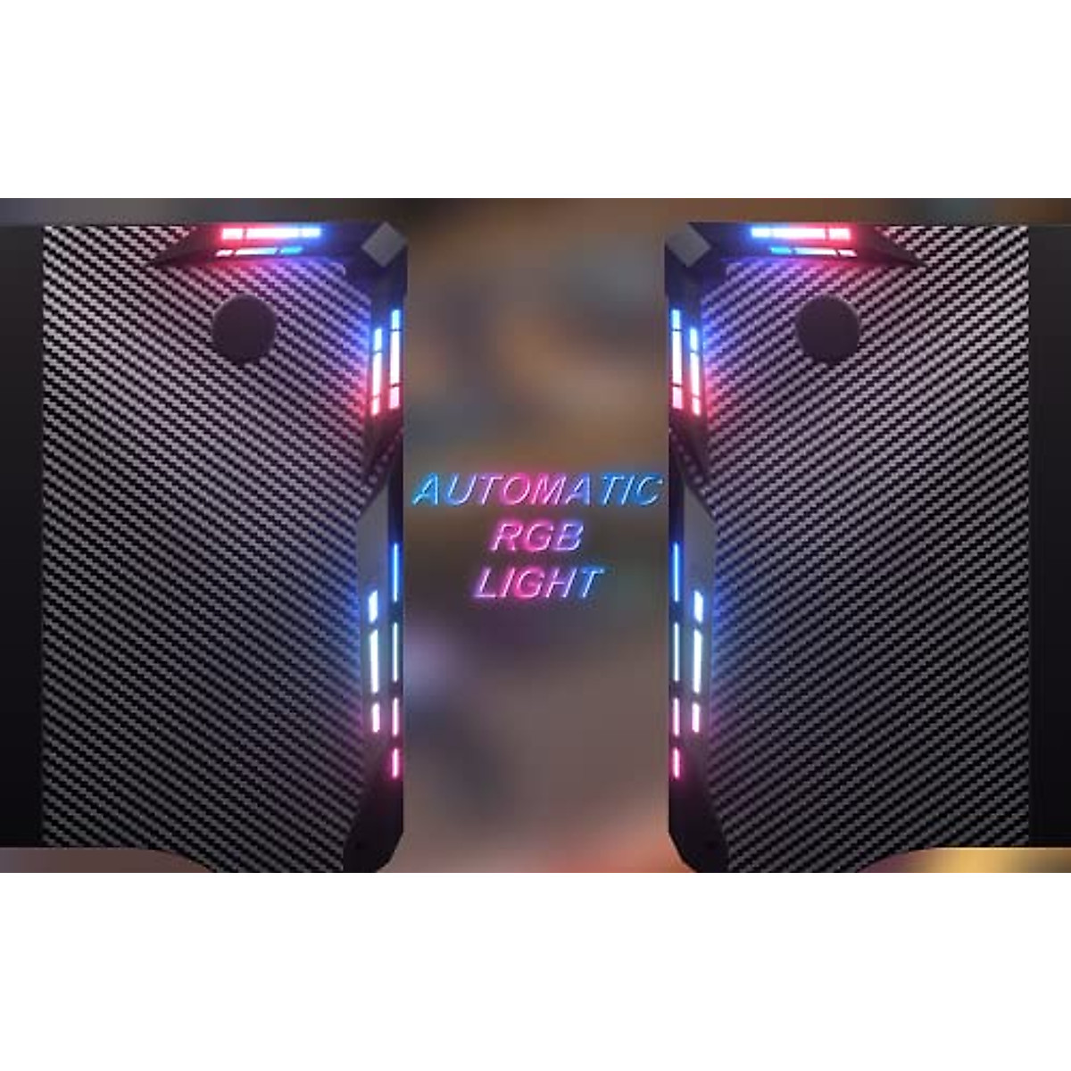 HLDIRECT 47 Inch Gaming Desk with LED Lights Carbon Fibre Surface Gaming Table Large Computer Desk Ergonomic Home Office Desks Z Shaped PC Gamer Workstations with Cup Holder & Headphone Hook Black