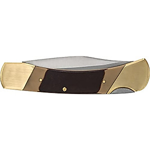 Old Timer 7OT Cave Bear Traditional Lockback Pocket Knife with 3.9in High Carbon Stainless Steel Blade, Sawcut Handles, and Leather Belt Sheath for Hunting, Camping, Whittling, EDC, and Outdoors