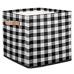 Black Buffalo Plaid Check Storage Basket Bins for Organizing Pantry/Shelves/Office/Girls Room, Plaid Pattern Storage Cube Box with Handles Collapsible Toys Organizer 13x13