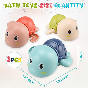 Gretex 3 Pack Baby Bath Toys Swimming Beach Toys, Turtle Bath Tub Toys 1 2 3 Years Boys Girls Gifts, Wind Up Bath Toys for Toddlers 1-3 Newborn Toys Pool Toys